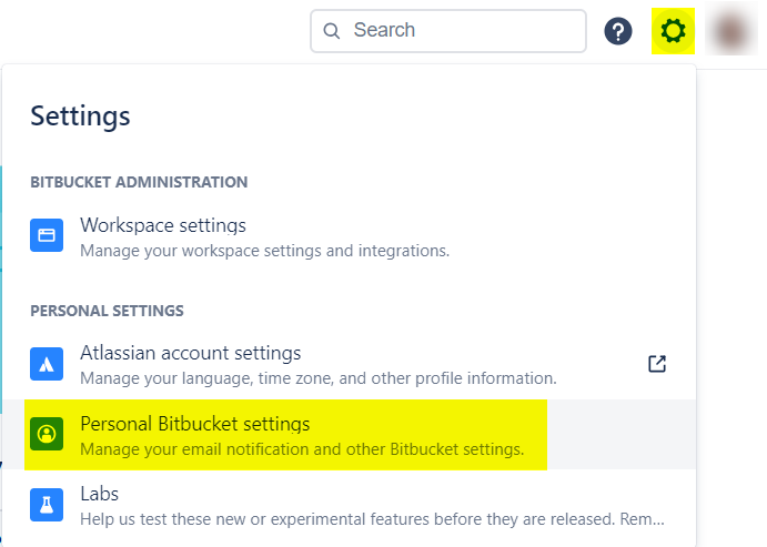 Generate a PAT (Personal Access Token) on BitBucket
